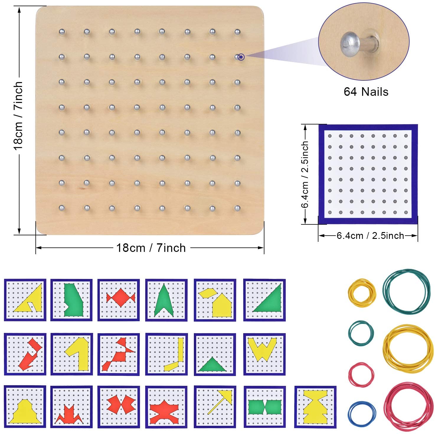 Ulikey Wood Geoboard Set Geometry Board Montessori Board Wood Toy ...