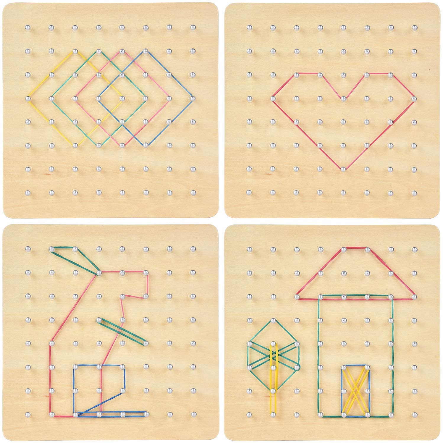 Ulikey Wood Geoboard Set Geometry Board Montessori Board Wood Toy ...