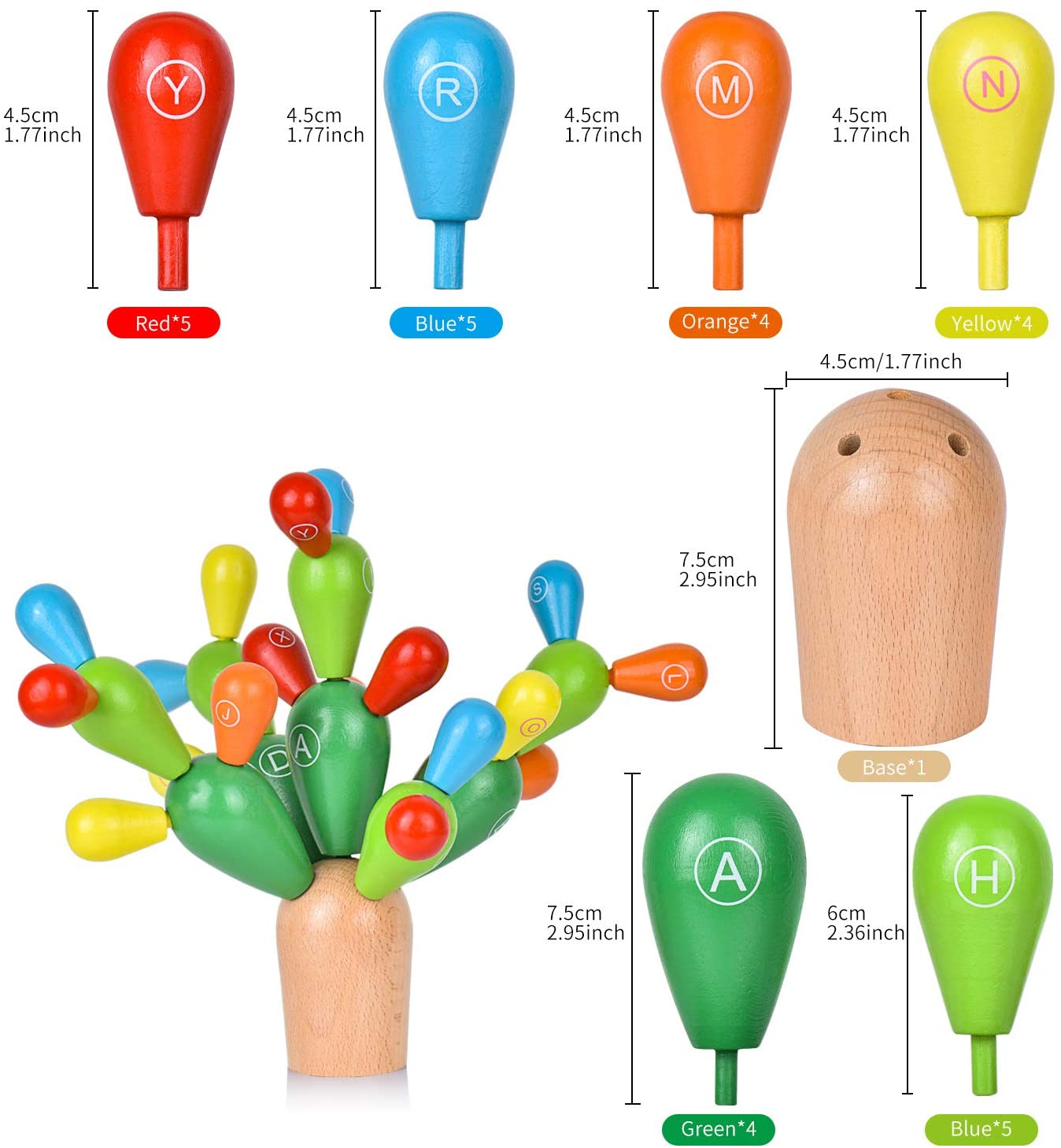 Ulikey Balancing Cactus Toy for Toddlers, Montessori Mosaic Toy ...