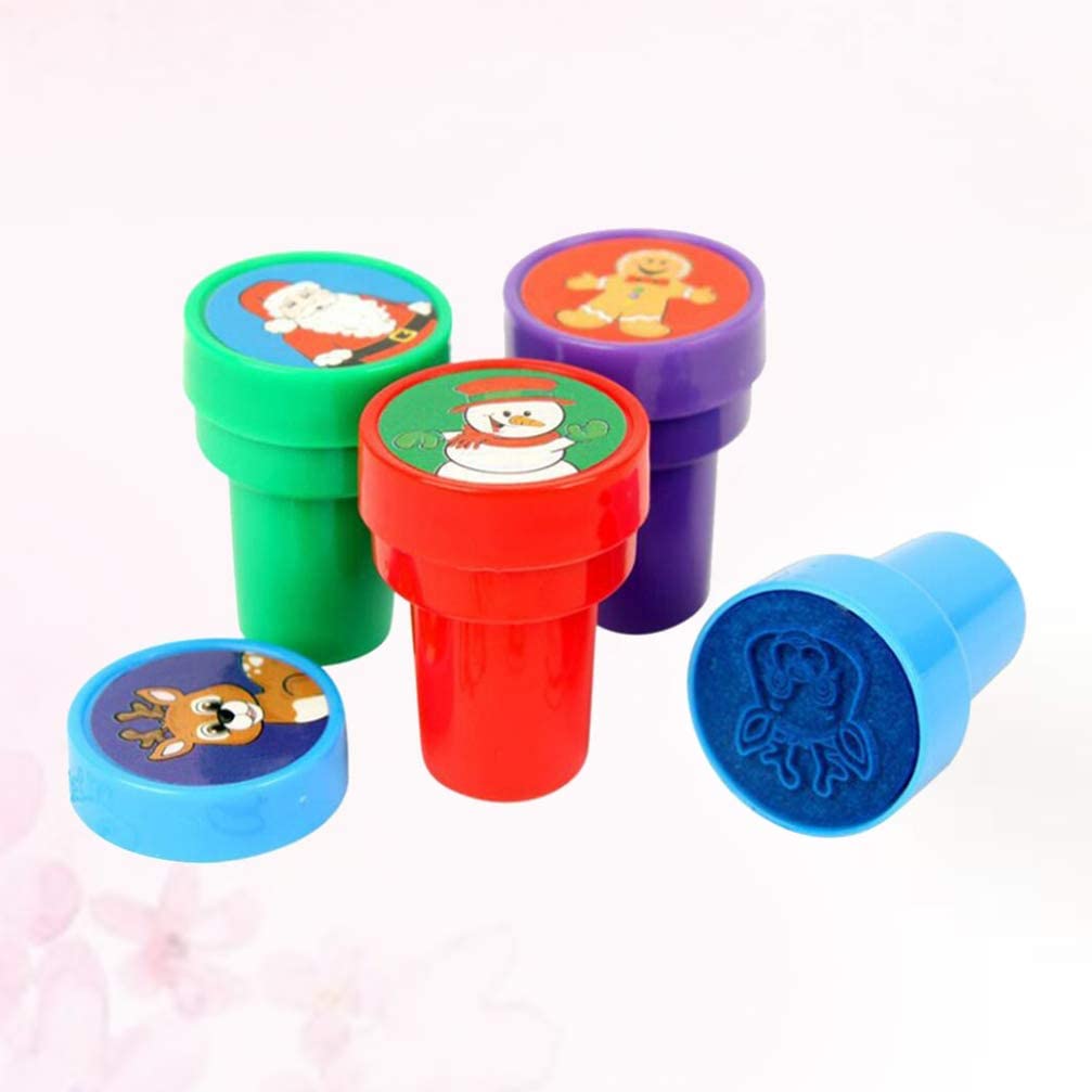 NUOBESTY 8 Pcs Plastic Christmas Stamp for Children Self Ink Children ...