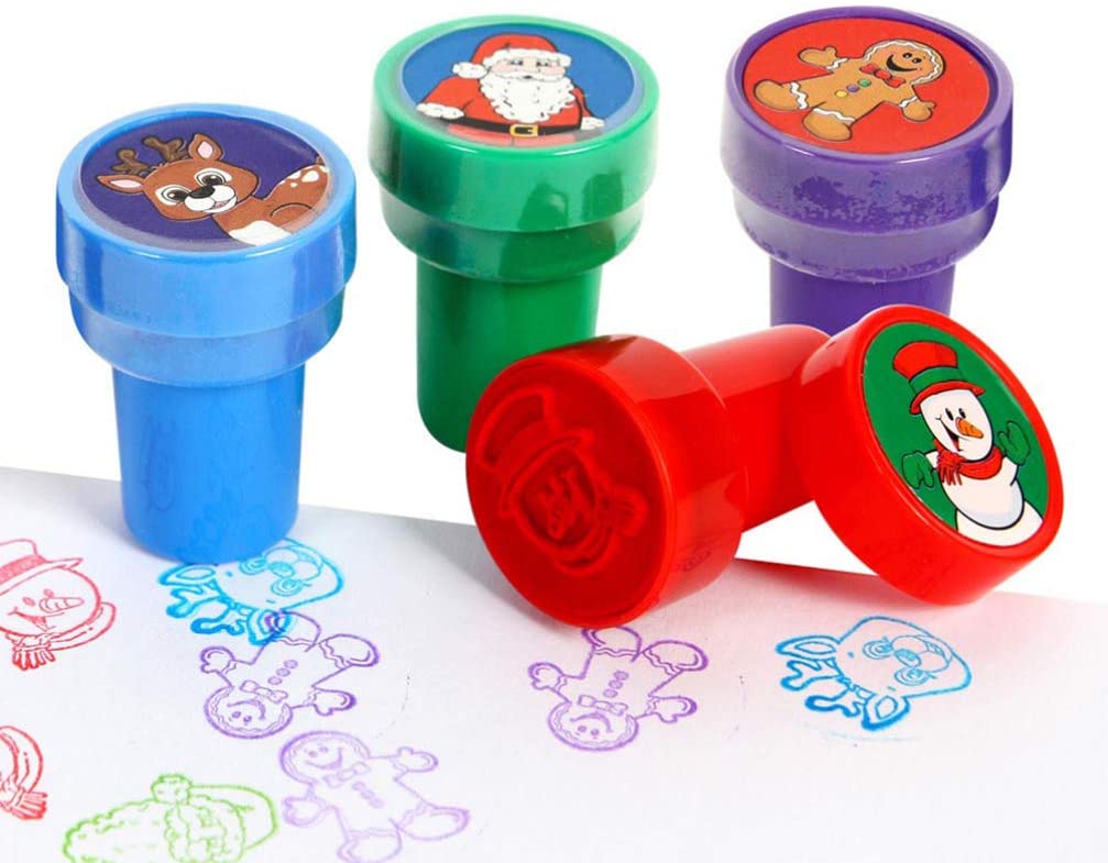 NUOBESTY 8 Pcs Plastic Christmas Stamp for Children Self Ink Children ...