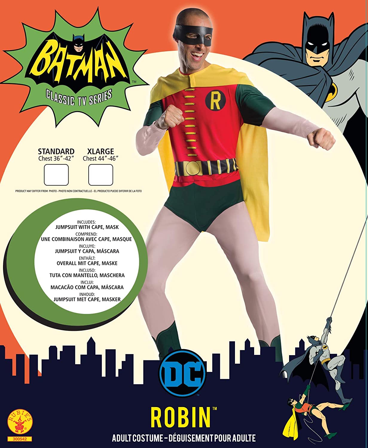 Rubie’s Official DC Comic Robin 1966 Version, Super Hero Adult Costume ...