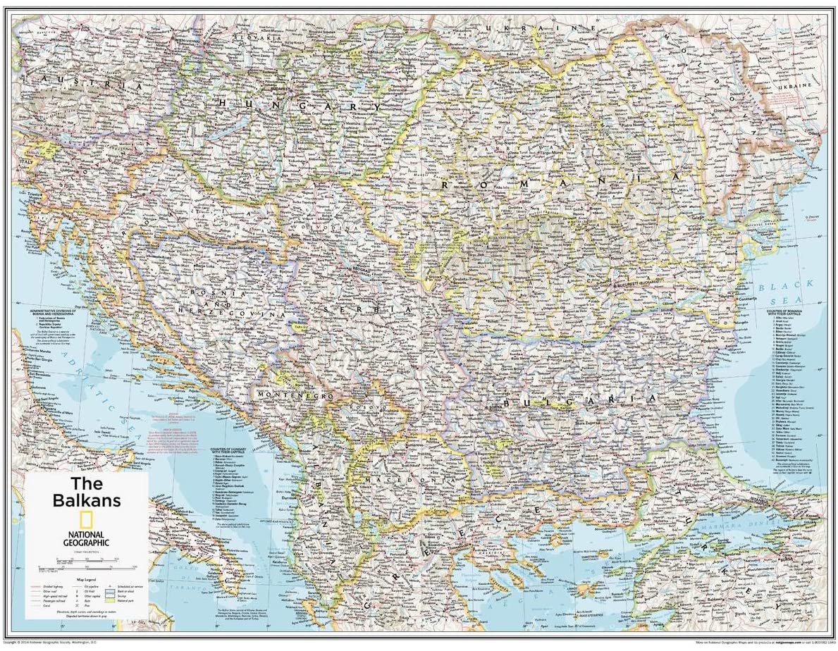 National Geographic: The Balkans Wall Map – 28 x 22 inches – Paper ...