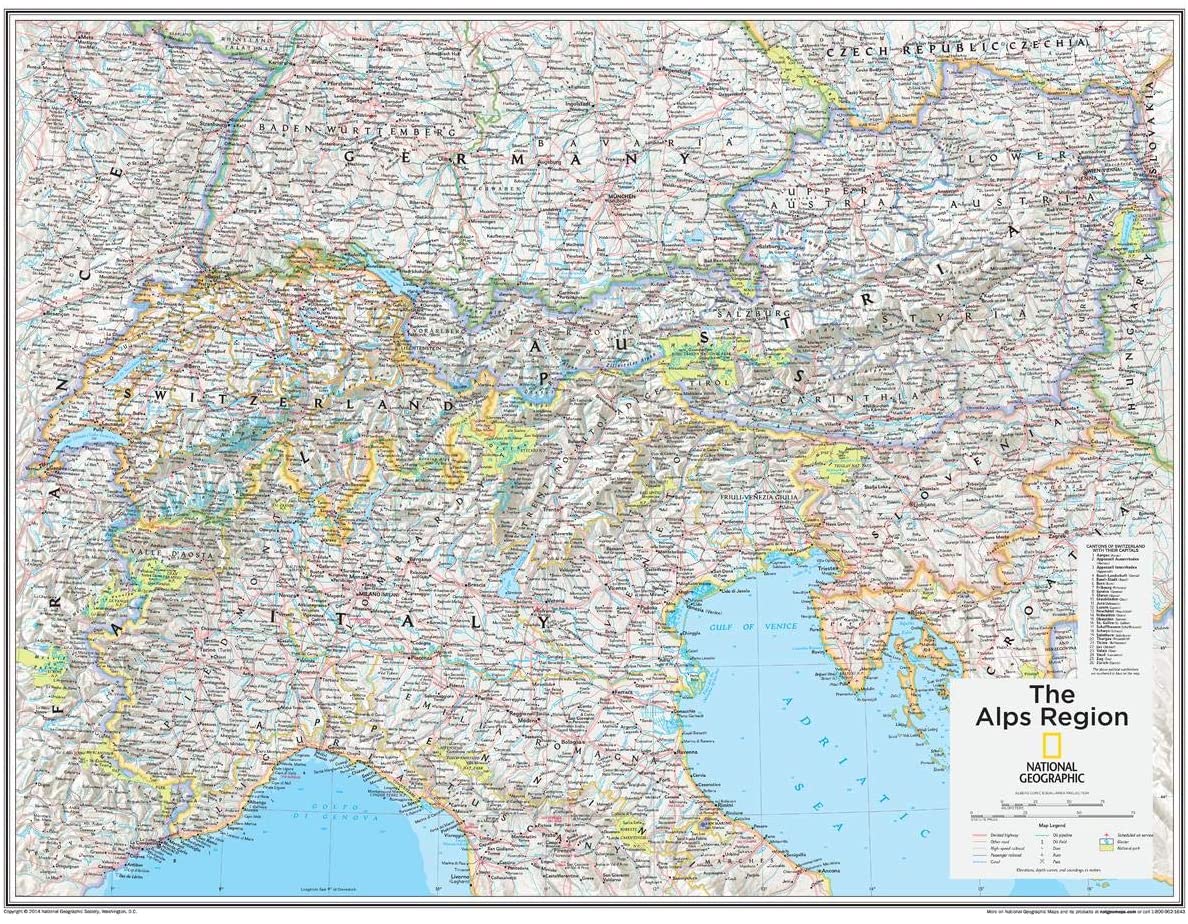 National Geographic: The Alps Region Wall Map – 28 x 22 inches – Paper ...