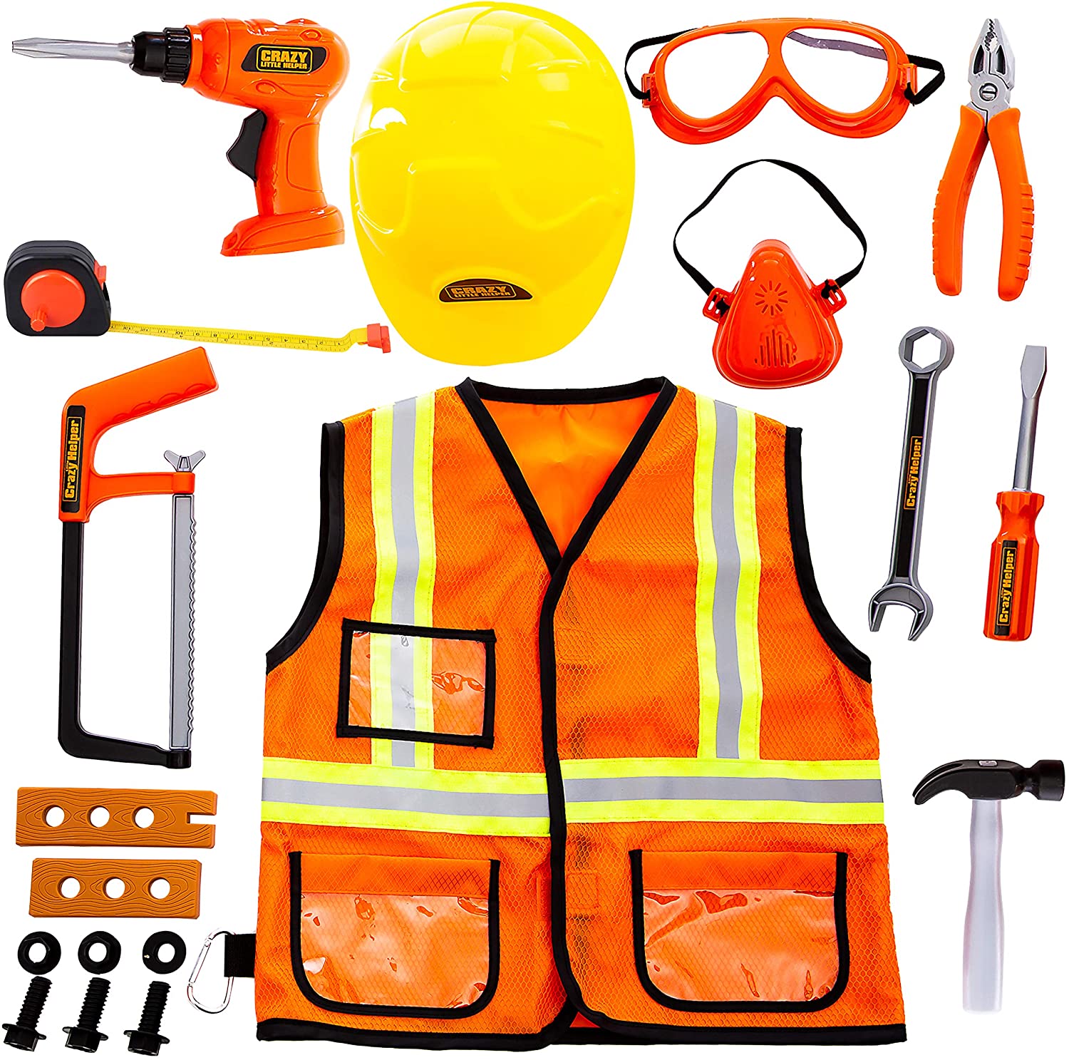 JOYIN Construction Worker Costume Role Play Tool Toys Set for 3-6 Years ...