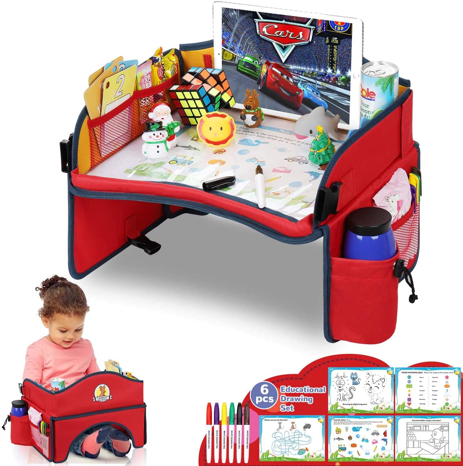 lenbest Standable Travel Tray, Indoor Learning Educational Toy Play ...