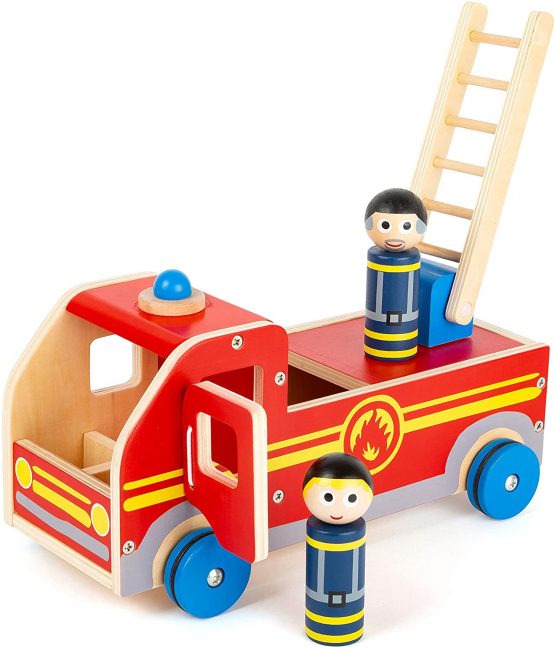 Small Foot 11456 Large Wooden fire Engine, with Play Figures and ...