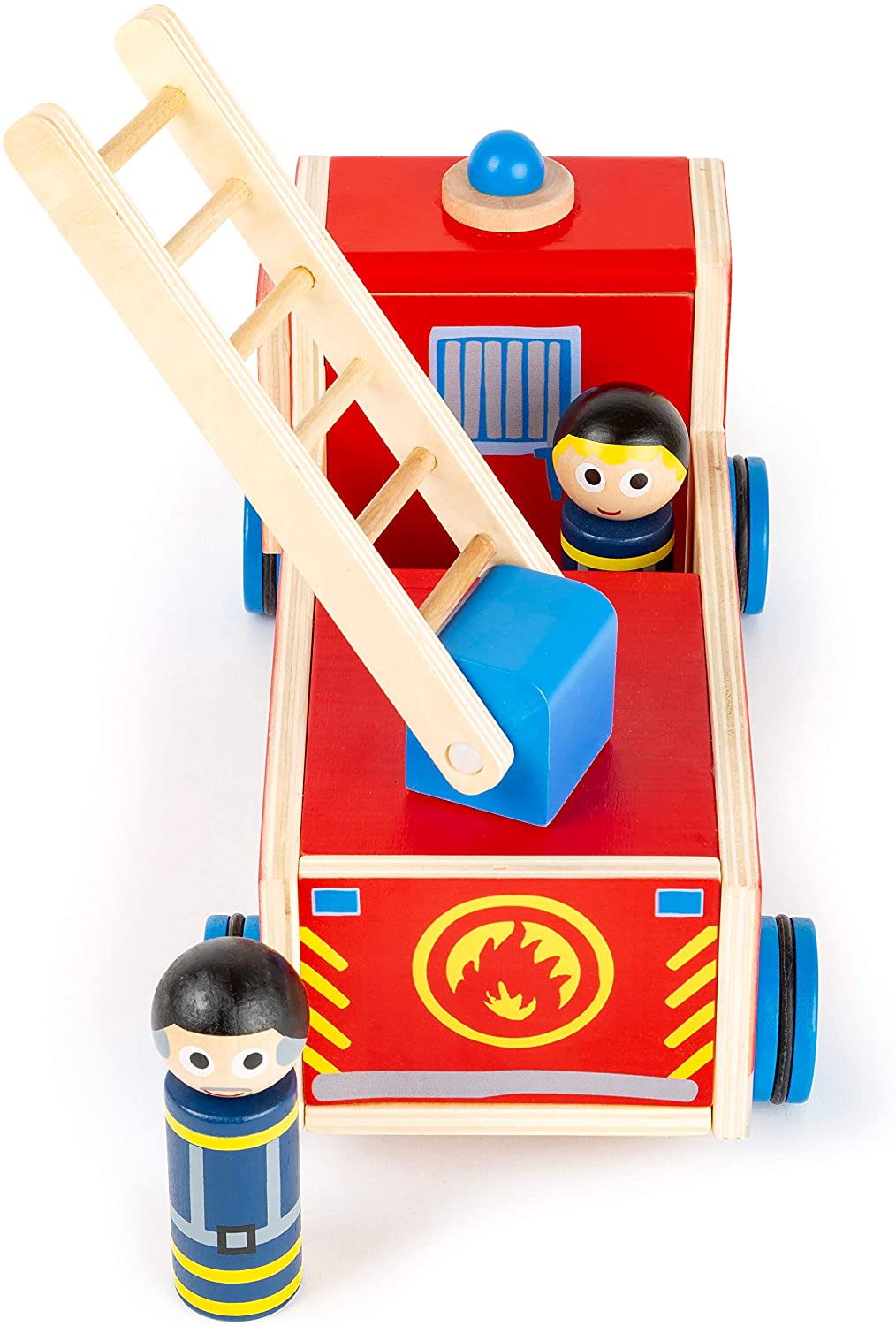 Small Foot 11456 Large Wooden fire Engine, with Play Figures and ...