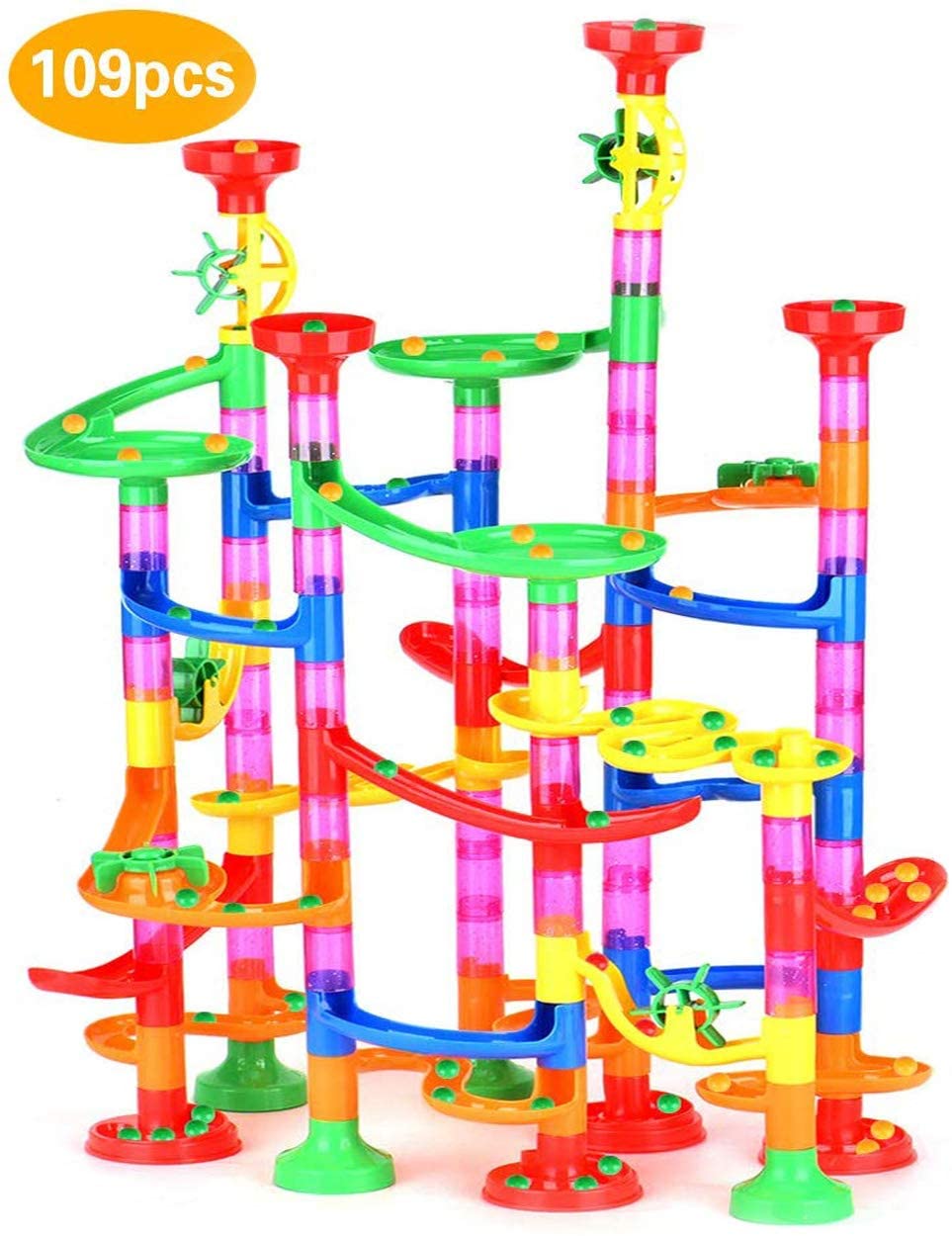 Queta Marble Run Race Coaster Set,109pcs Railway Construction Toys ...