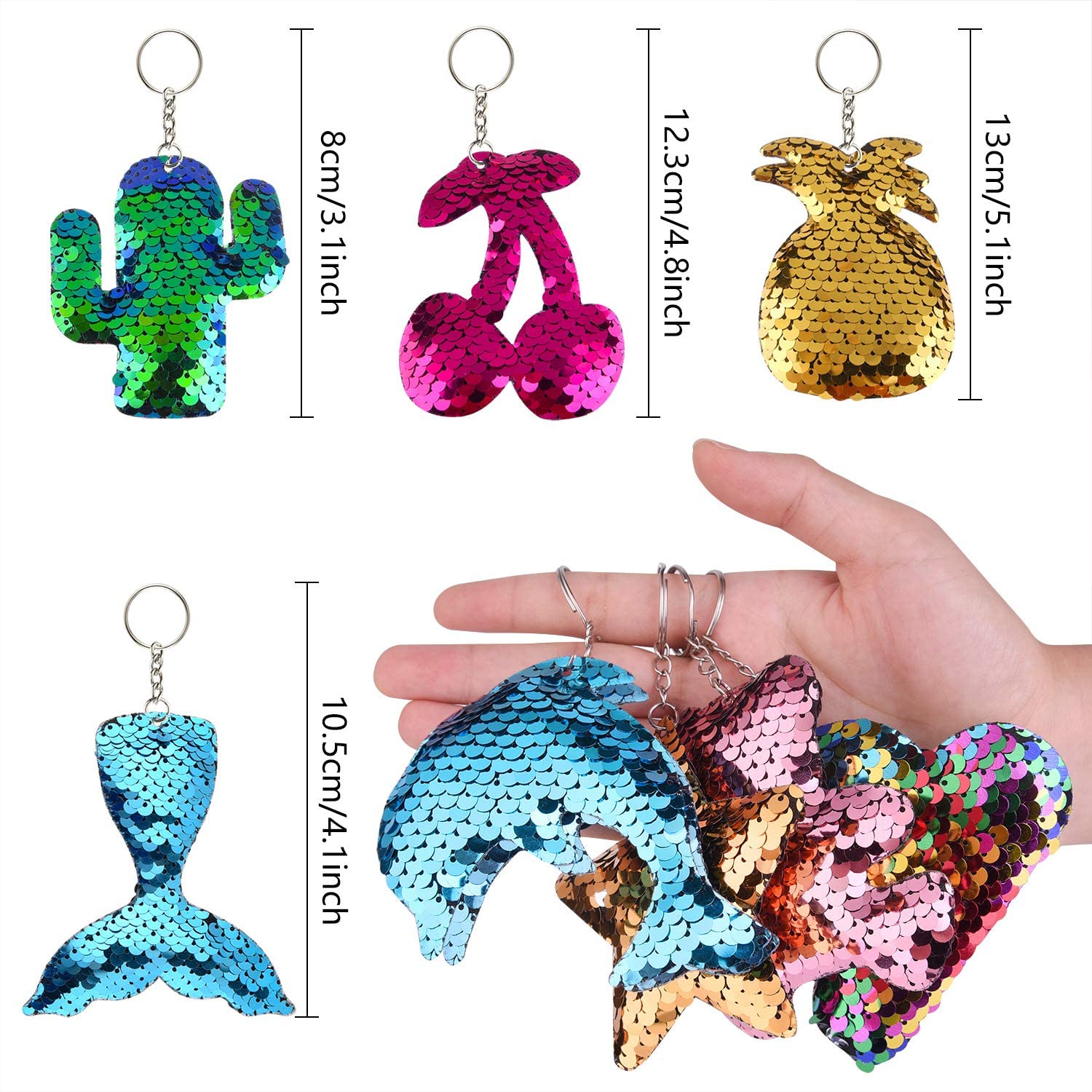 FEPITO 20 PCS Glitter Mermaid Tail Keychains for DIY Projects and ...