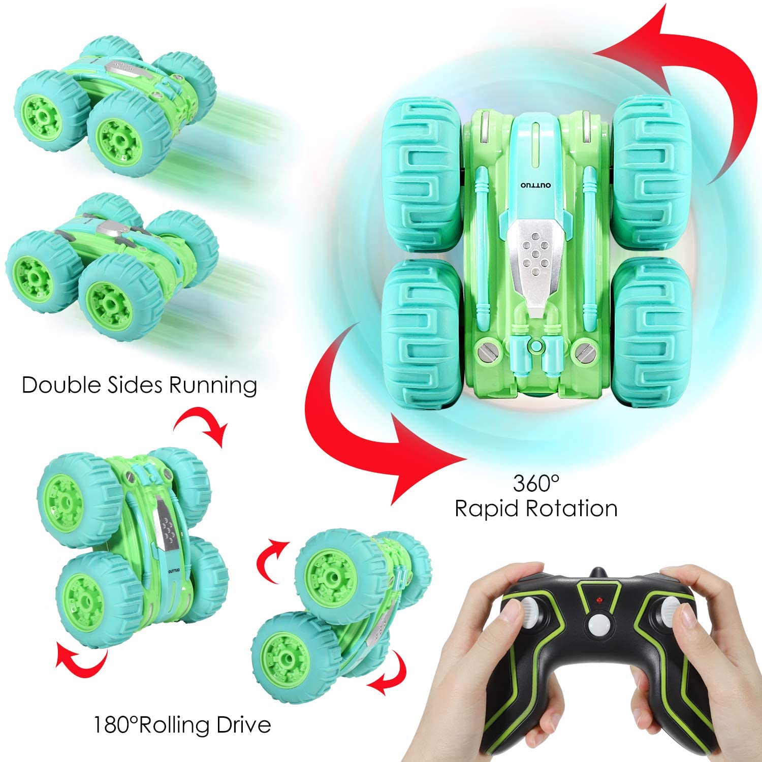 OUTTUO Amphibious Remote Control Car, 2.4GHz 4WD High-Speed Toy Car ...