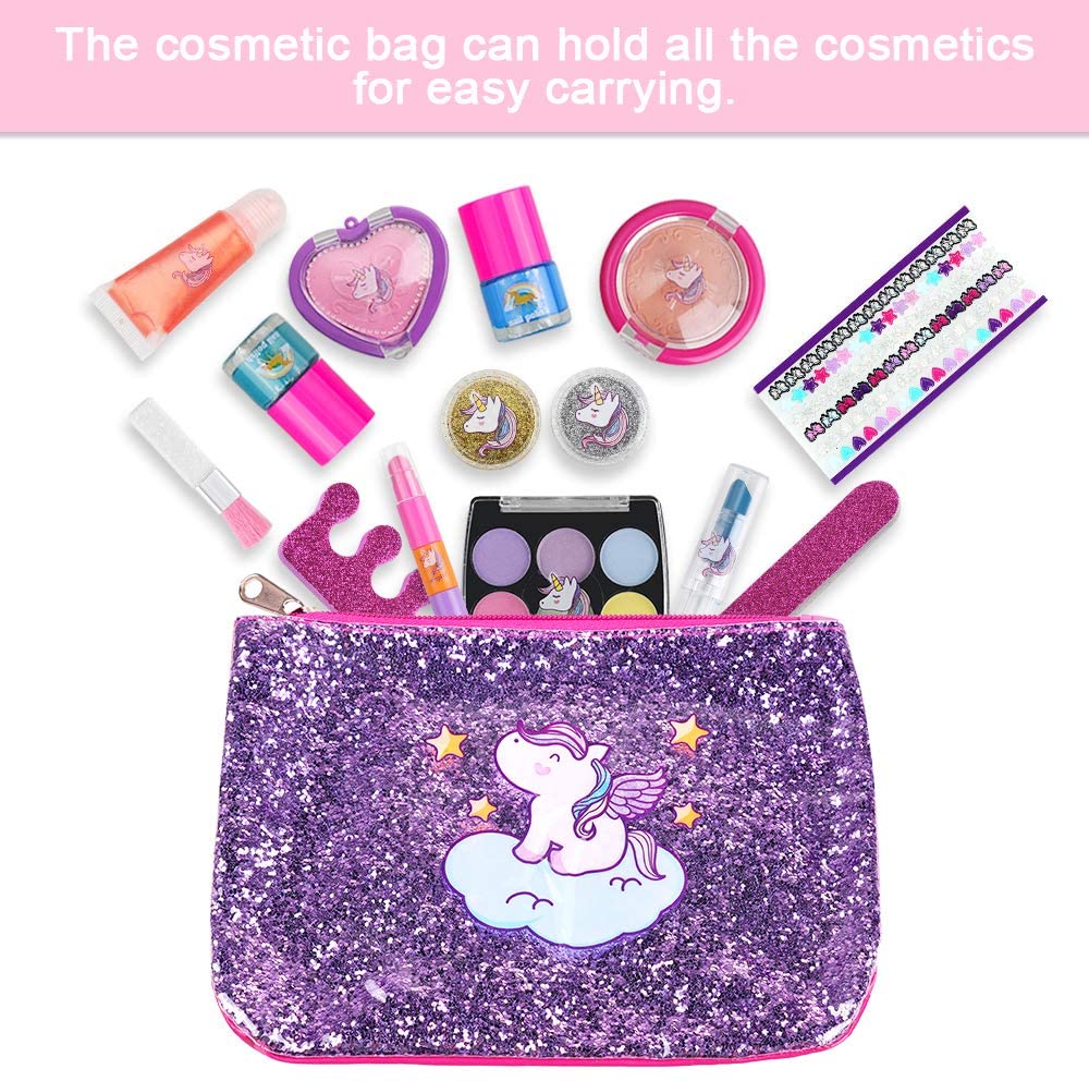 Anpro 15pcs Kids Washable Make Up Set, Kids Cosmetics Kit Include ...