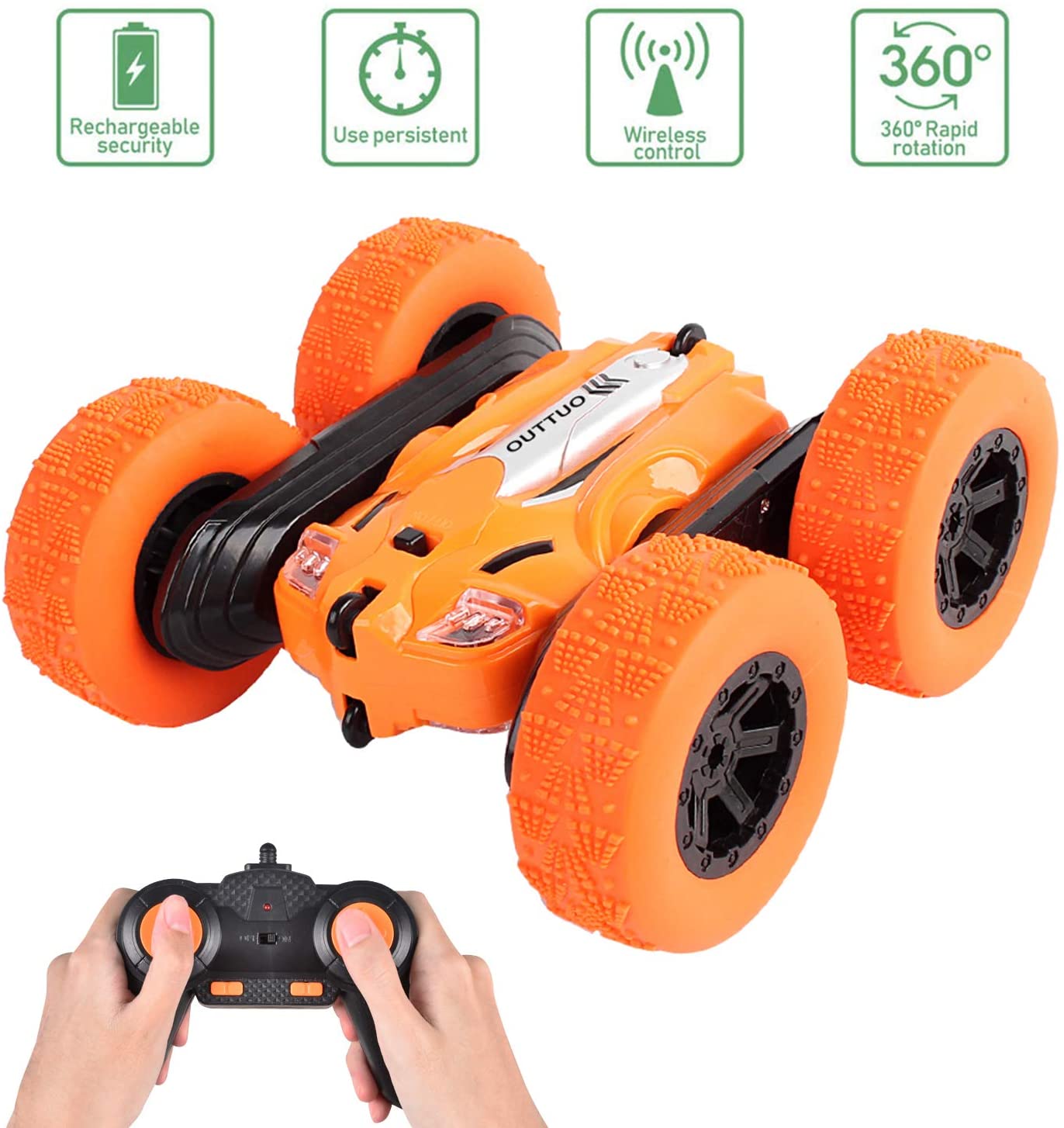 OUTTUO RC Stunt Car – 2.4Ghz Double Sided 360° Spin&Flip with LED ...