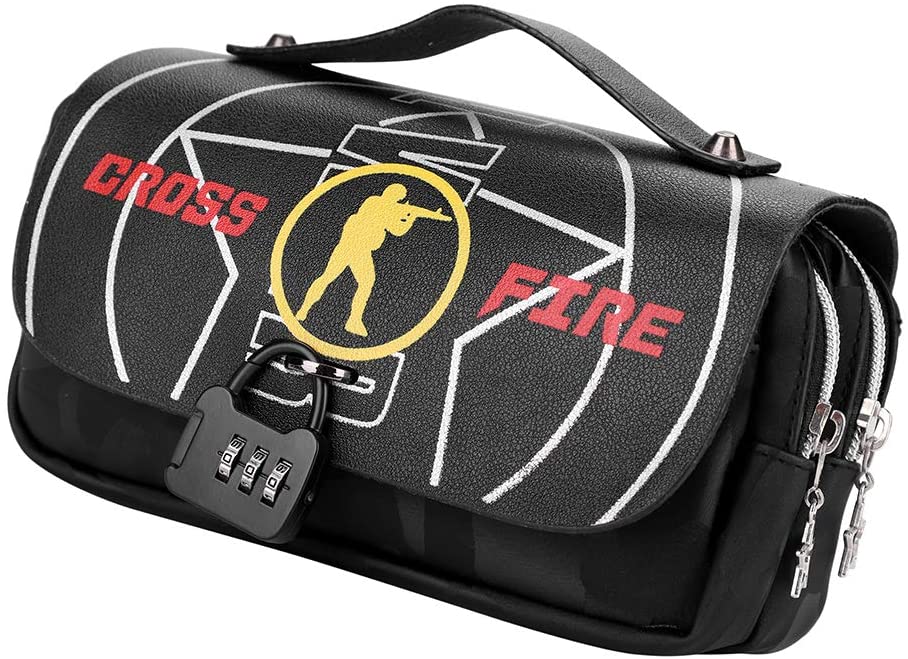 Boys Pencil Case with Lock Large Capacity Pencil Pen Bag Zipper Punch ...