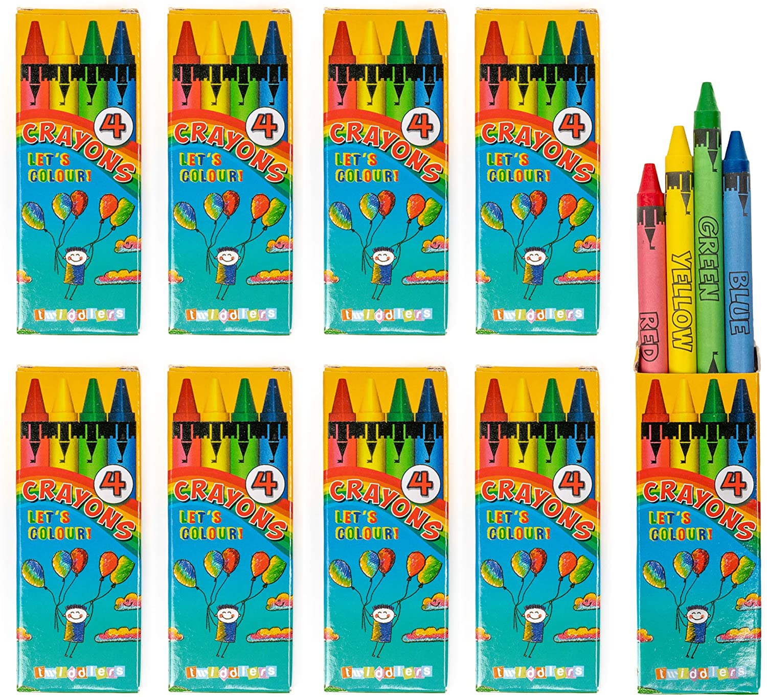 THE TWIDDLERS – 50 Boxes of Mixed Coloured Wax Crayons – 4 Crayons per ...