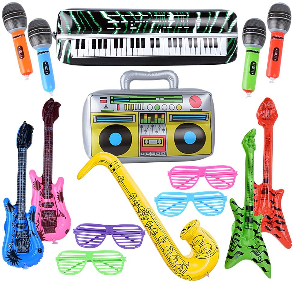 MEJOSER 15pcs Inflatable Rock Star Toy Set Inflatable Instruments Party ...