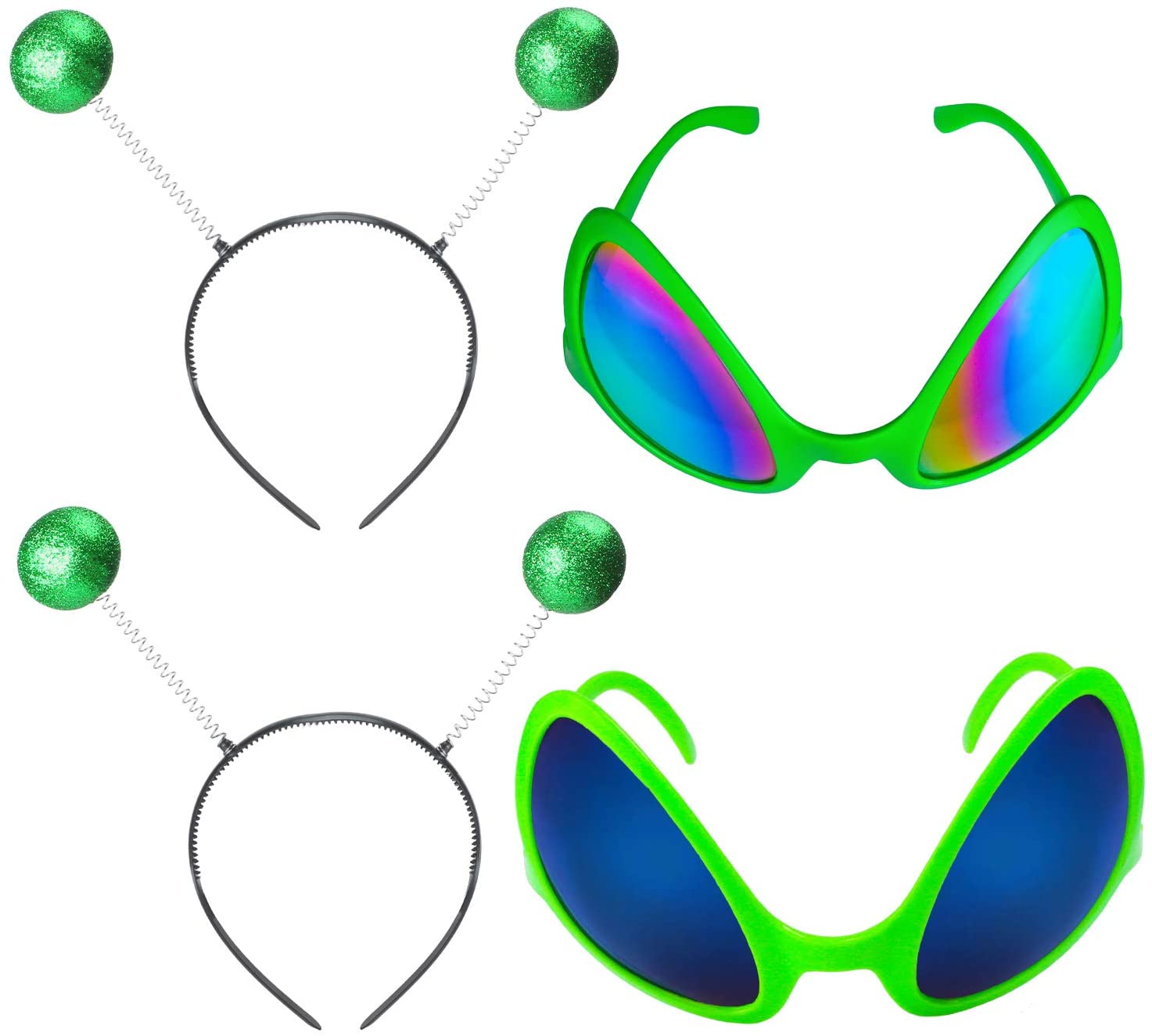 Beelittle Alien Costume Glasses with Martian Antenna Headband Boppers ...