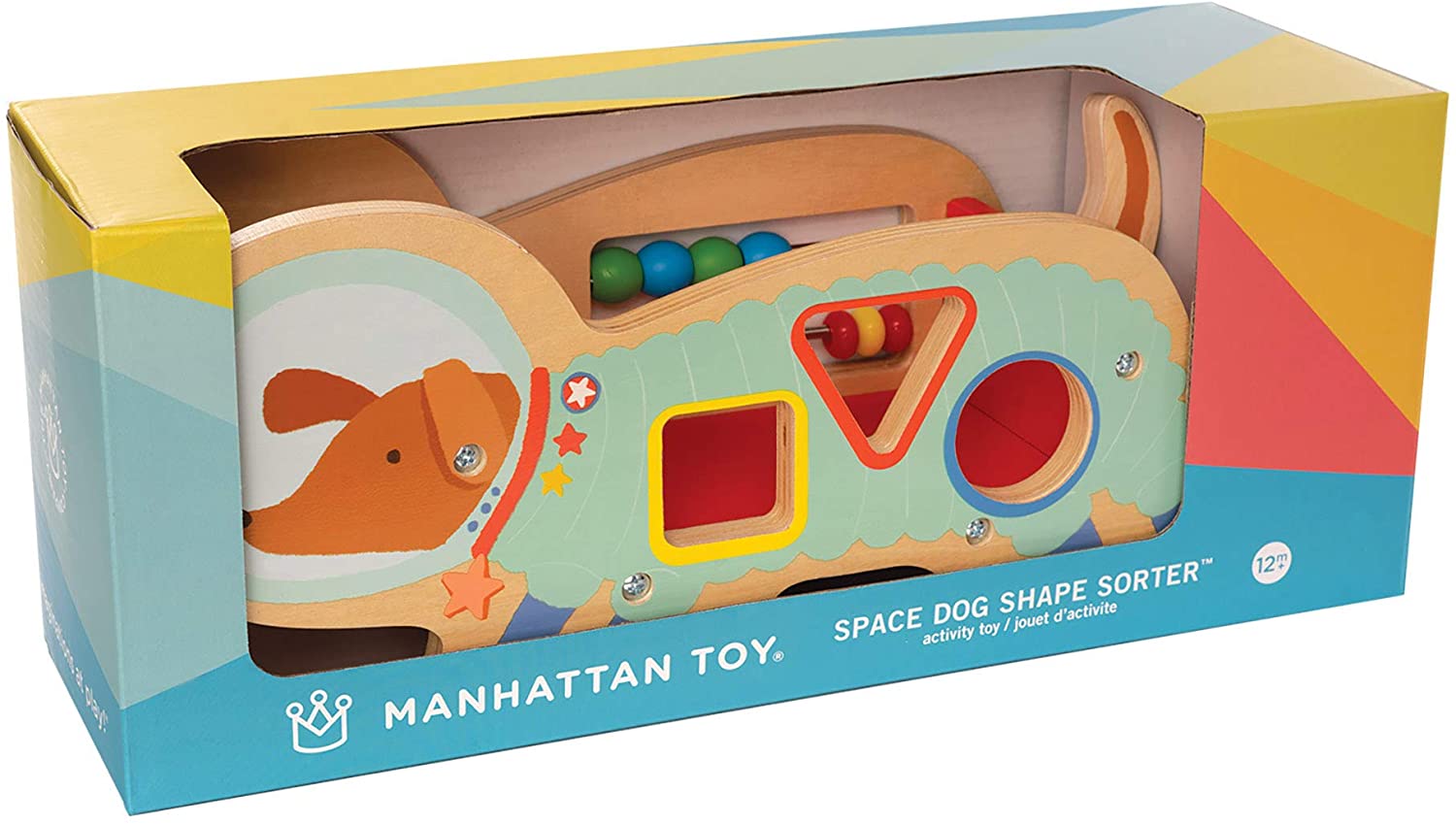 Manhattan Toy Space Dog Wood Shape Sorter with Springy Tail and Bead ...