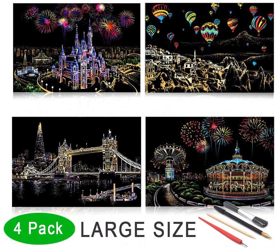 Scratch Art for Adults and Kids, Rainbow Painting Sketch Paper, DIY ...