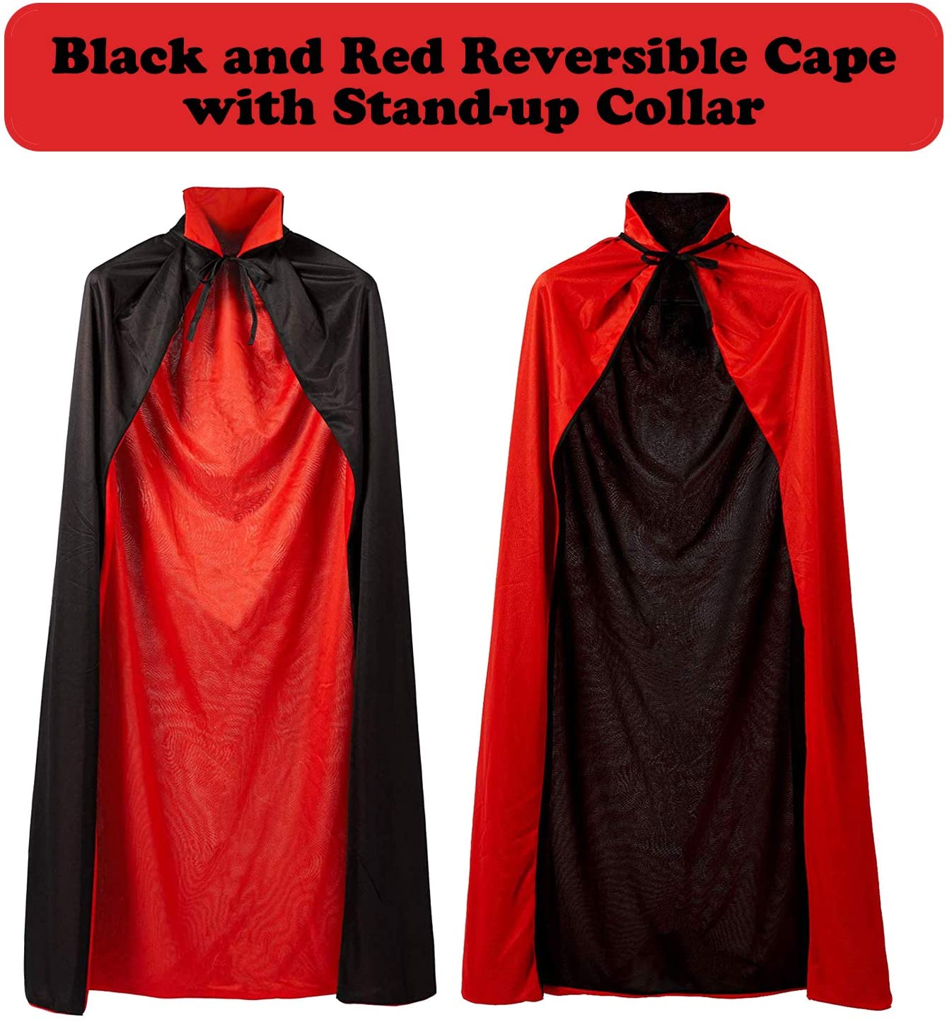 Hook Vampire Cape Halloween Red Black Cape Adult Kids Dracula Magician ...