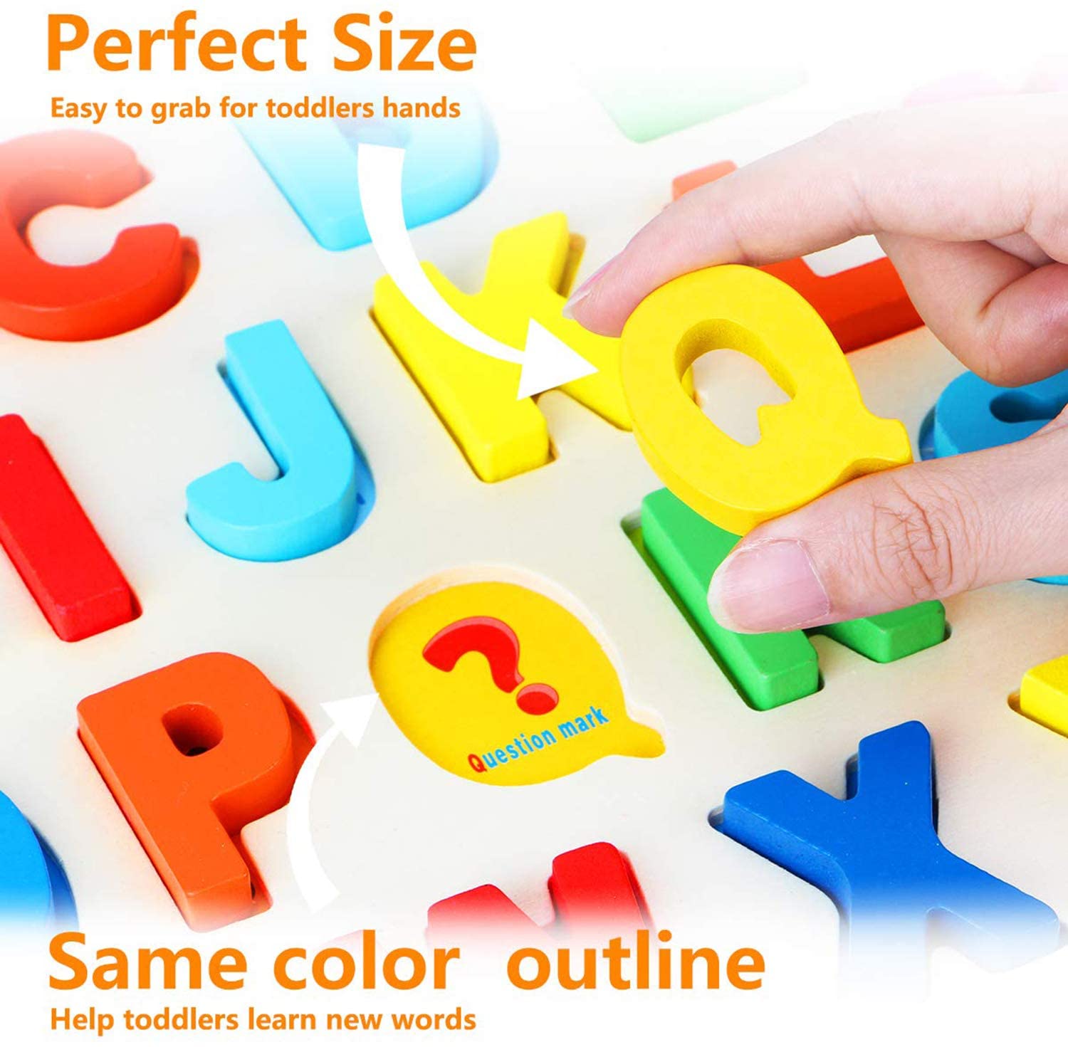 Jacootoys Wooden Alphabet and Number Puzzle Learning Board Game ...