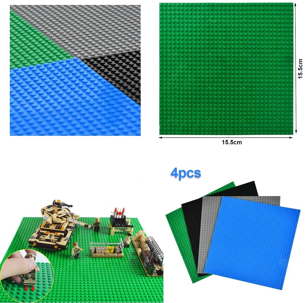 WOWOSS 4Pcs 10” x 10” Classic Building Brick Base Plates Stackable ...