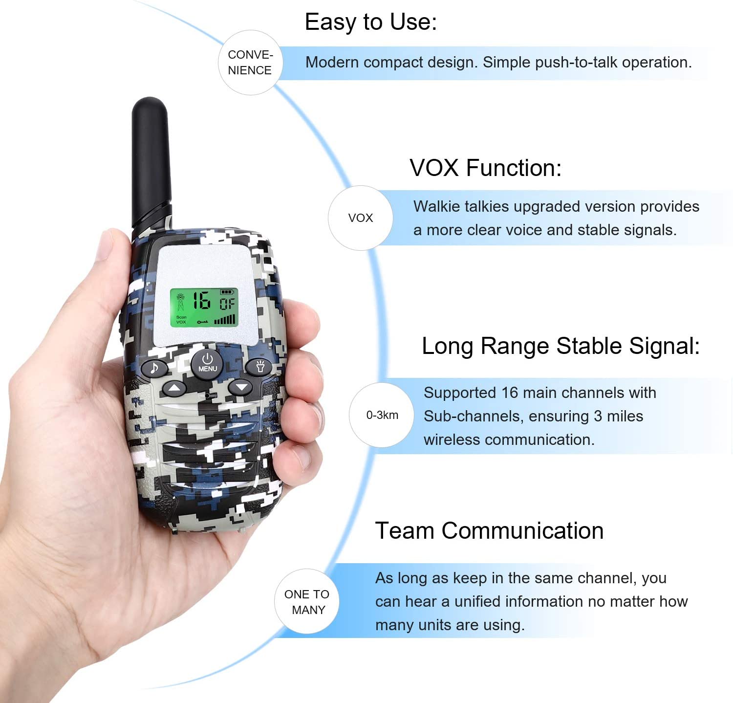 Kids Walkie Talkies, RATEL 16 Channels Two Way Radio Walkie Talkies ...