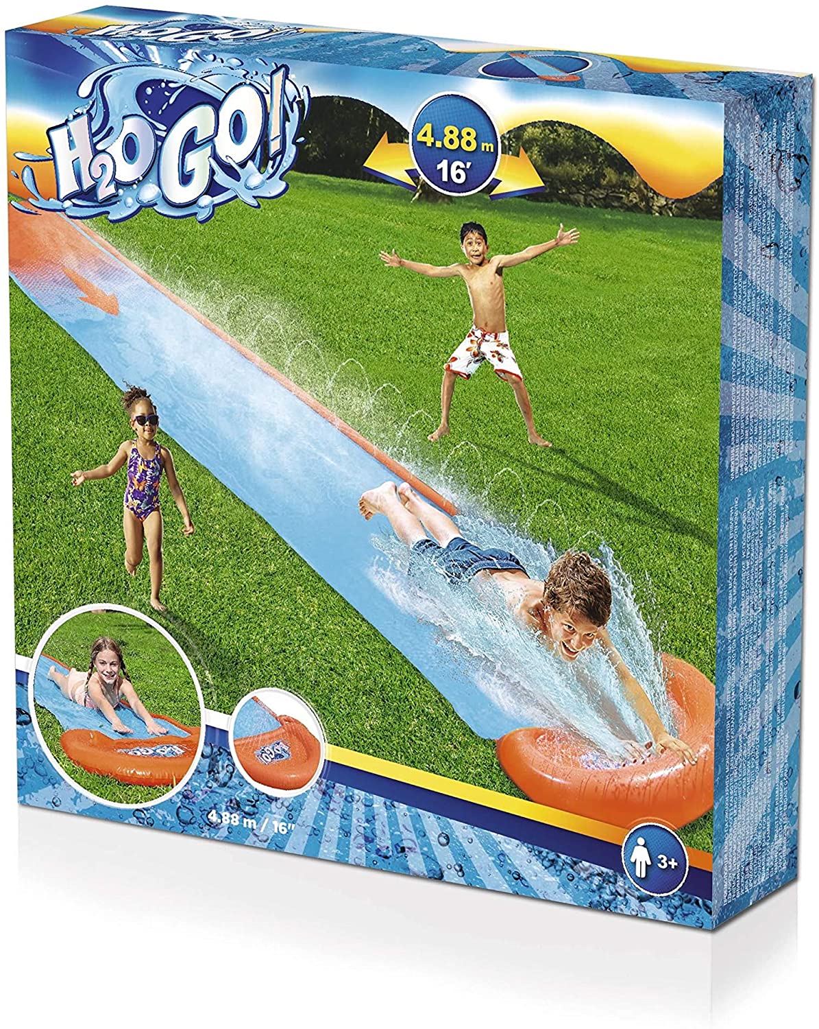 Bestway H20GO Single Water Slide, 4.88 m Inflatable Slip and Slide with ...