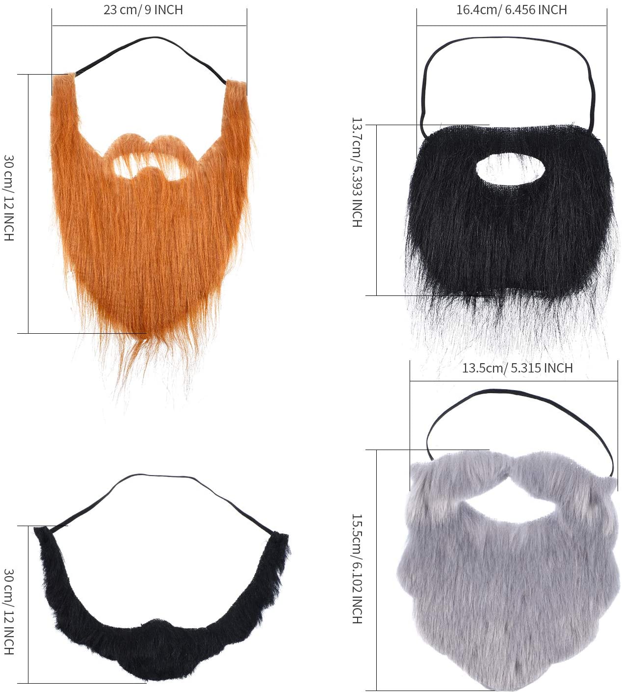 WILLBOND 6 Pieces Fake Beards Mustaches Halloween Beard Funny Fake ...