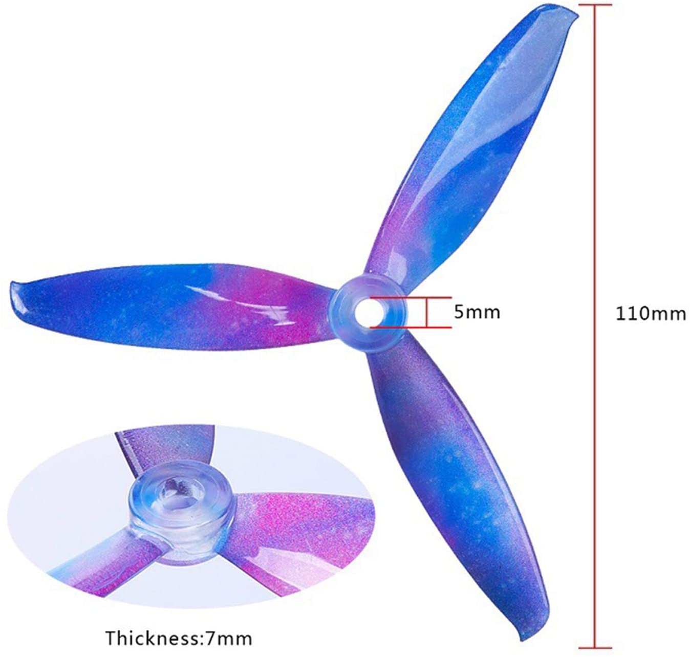 12pcs Gemfan 5043 3-Blade Propellers 5 inch Starry Flash Props, Match ...