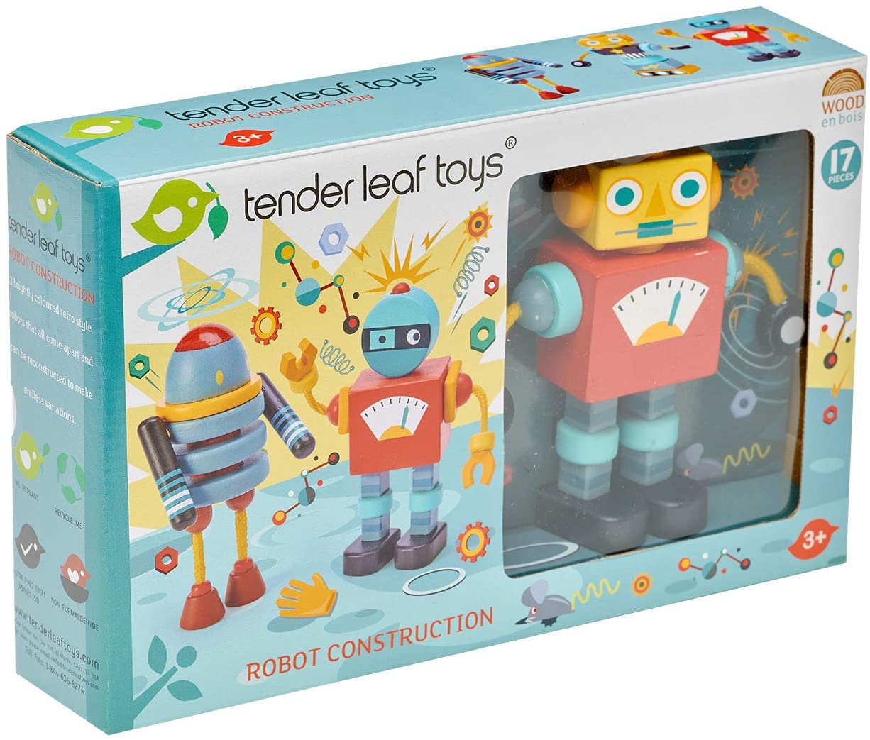 Tender Leaf Toys Robot Construction – Set of 3 Mix and Match Wooden ...