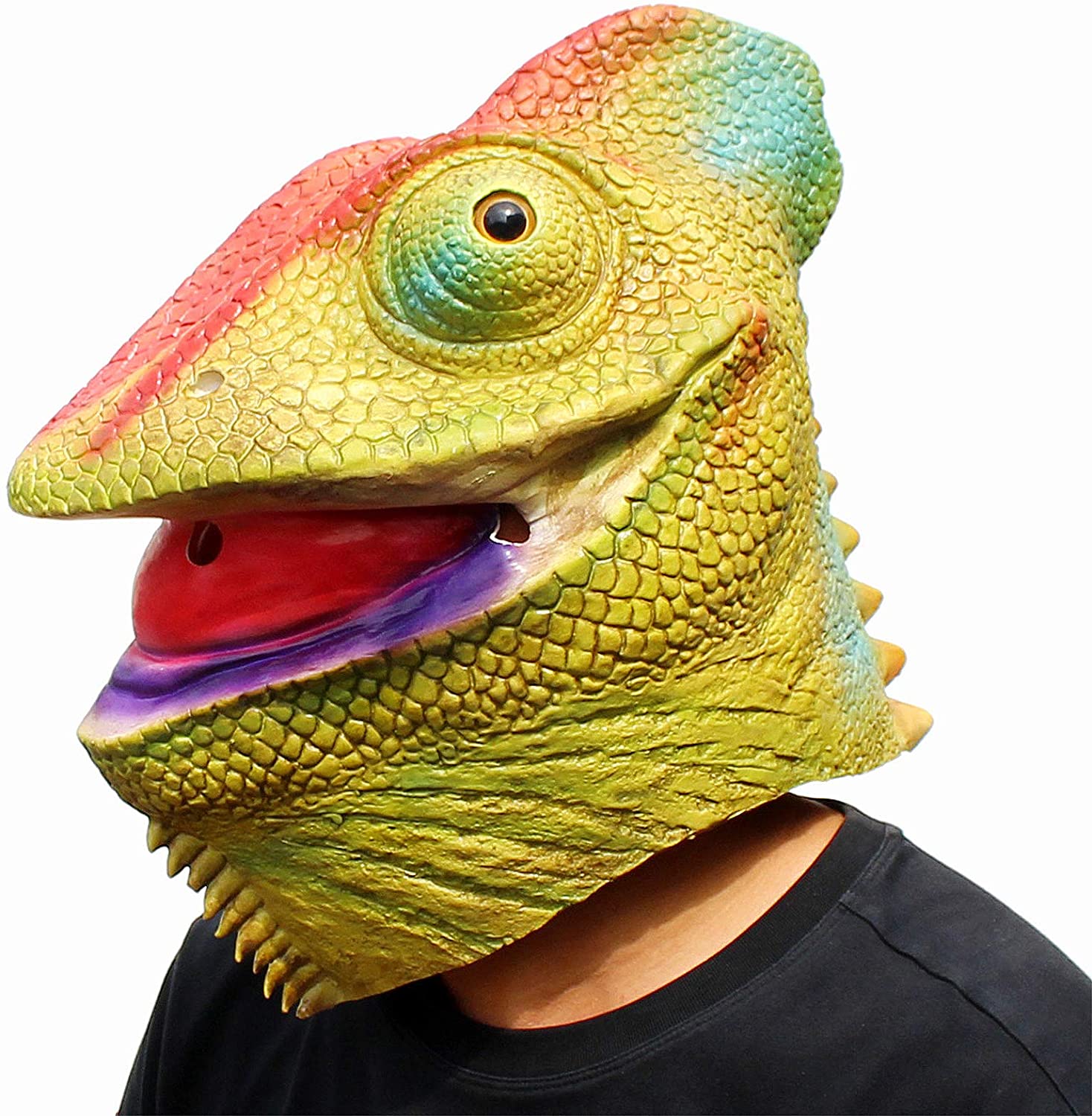 CreepyParty Lizard Mask Chameleon Head Latex Realistic Animal Full Head ...