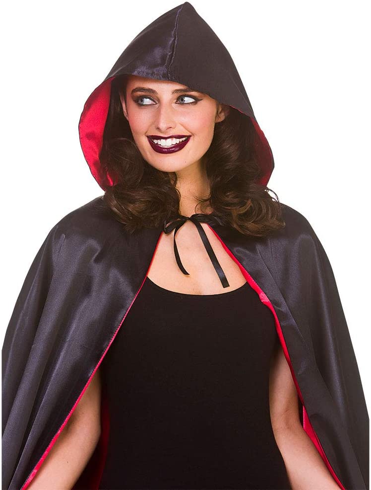 Wicked Costumes Adult Super Deluxe Black/Red Widows Hooded Cape (140cm ...