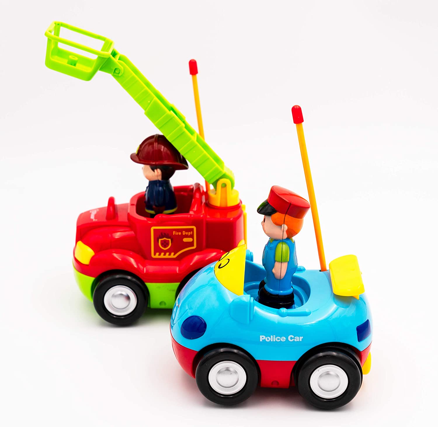 Top Race RC Cartoon Cars Toy, My First Remote Control Set of 2 Fire ...