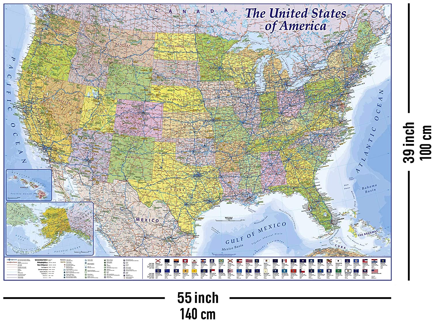 Close Up XXL USA Map Premium Poster – Giant America Map with All States ...