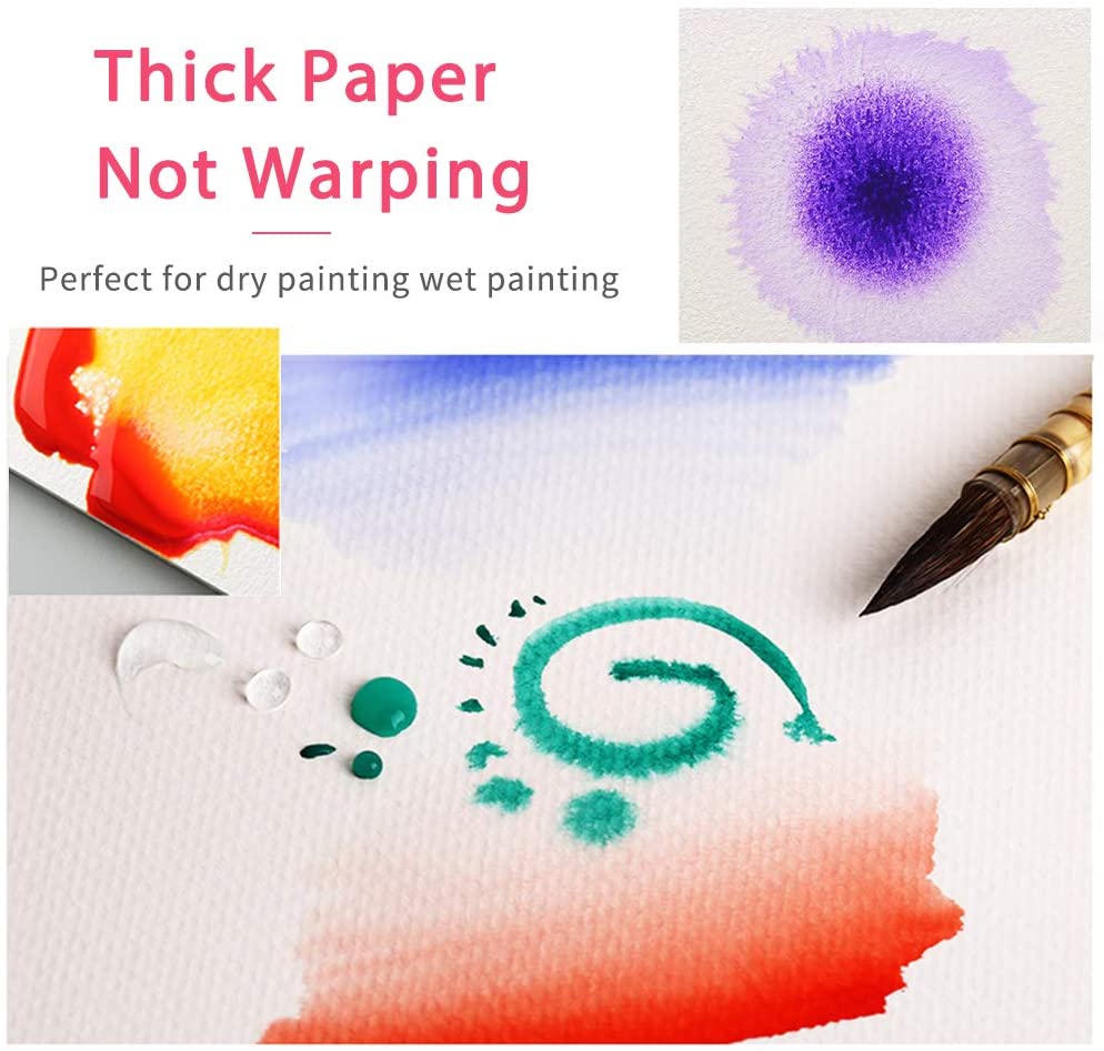 Watercolor Paper Pad,Glue Bound,Acid Free Cold Pressed Paper,16 Sheets ...