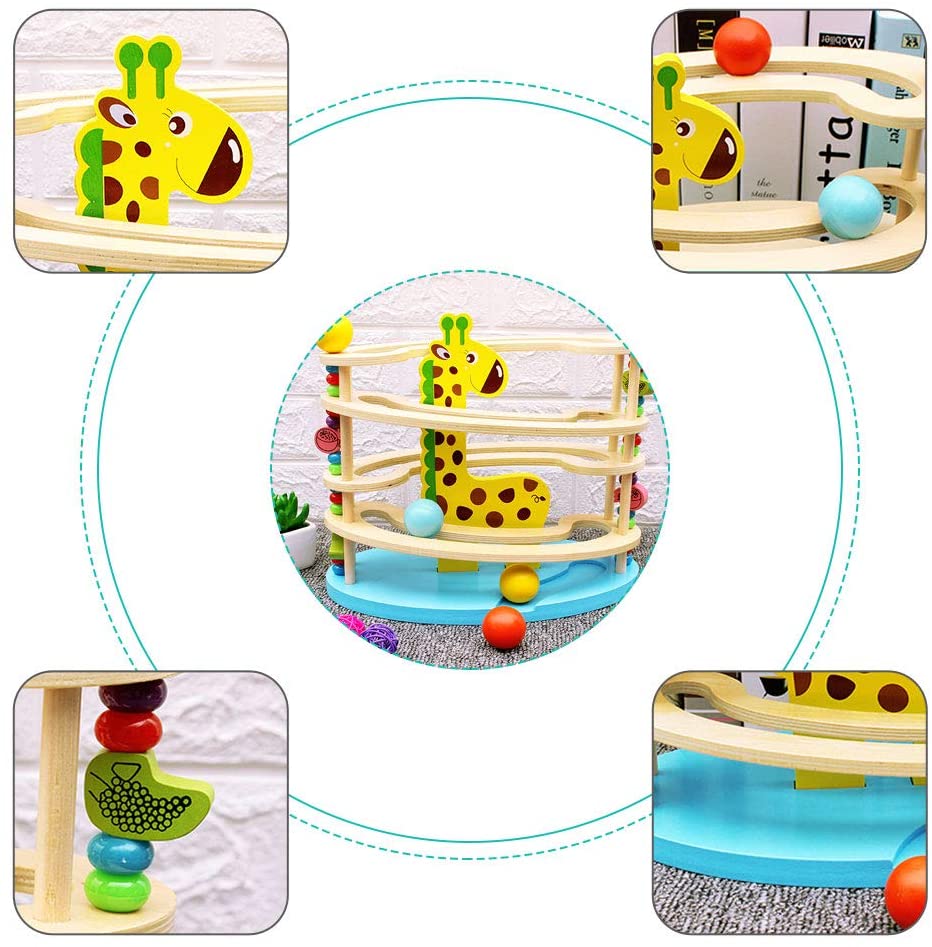 BeebeeRun wooden toy for children, Marble run ,Ball ramp track with 3 ...