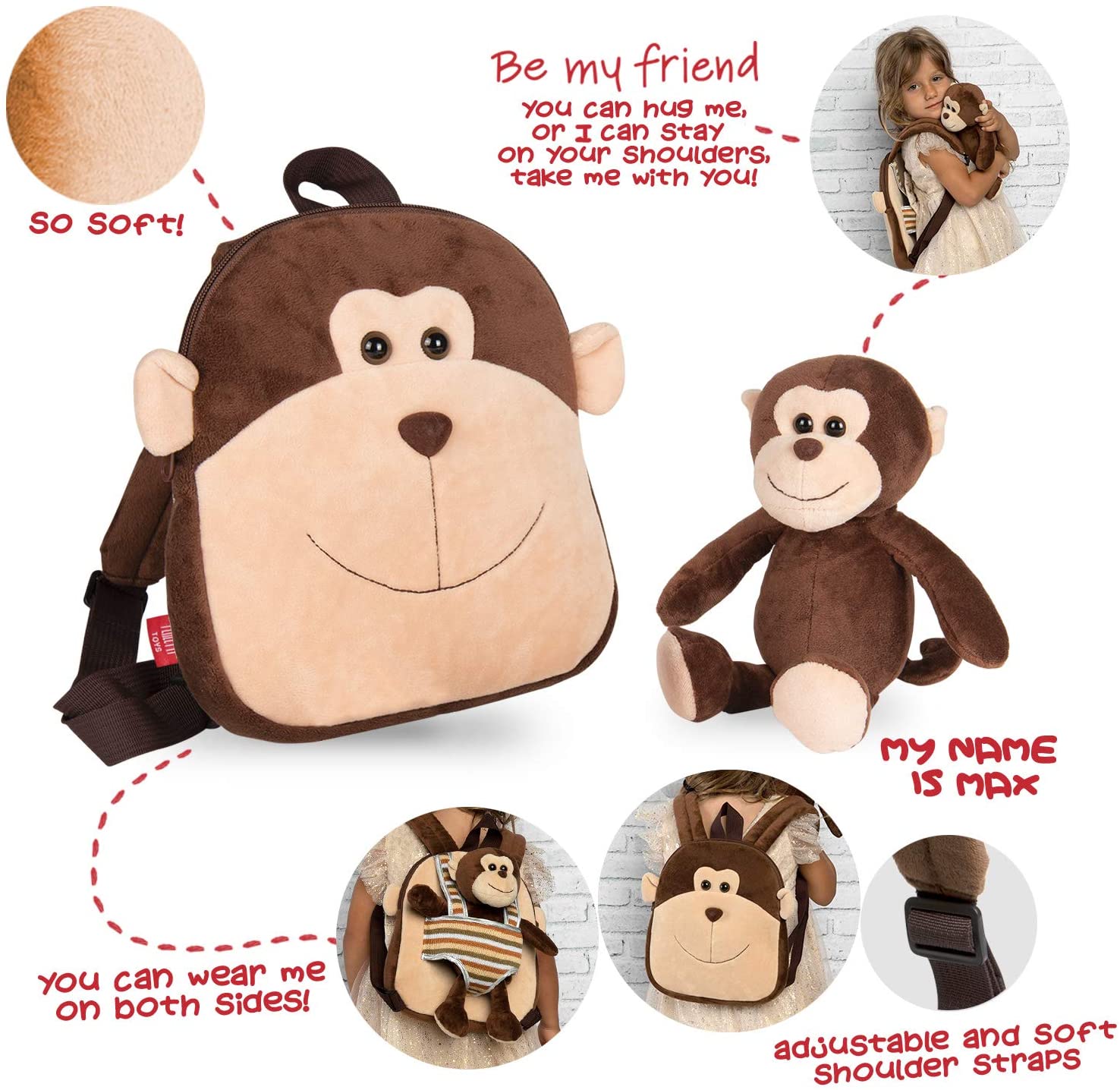 PERLETTI Plush Cow Backpack for Toddler – Children 3 4 5 Years Daypack ...