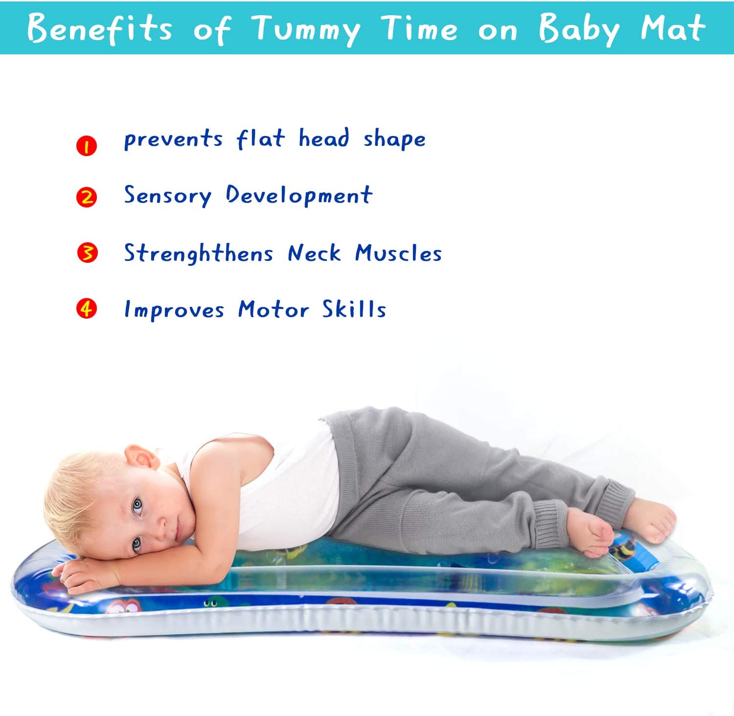 Inflatable Baby Mat for Stimulation Growth Tummy Time Water Play Mat ...