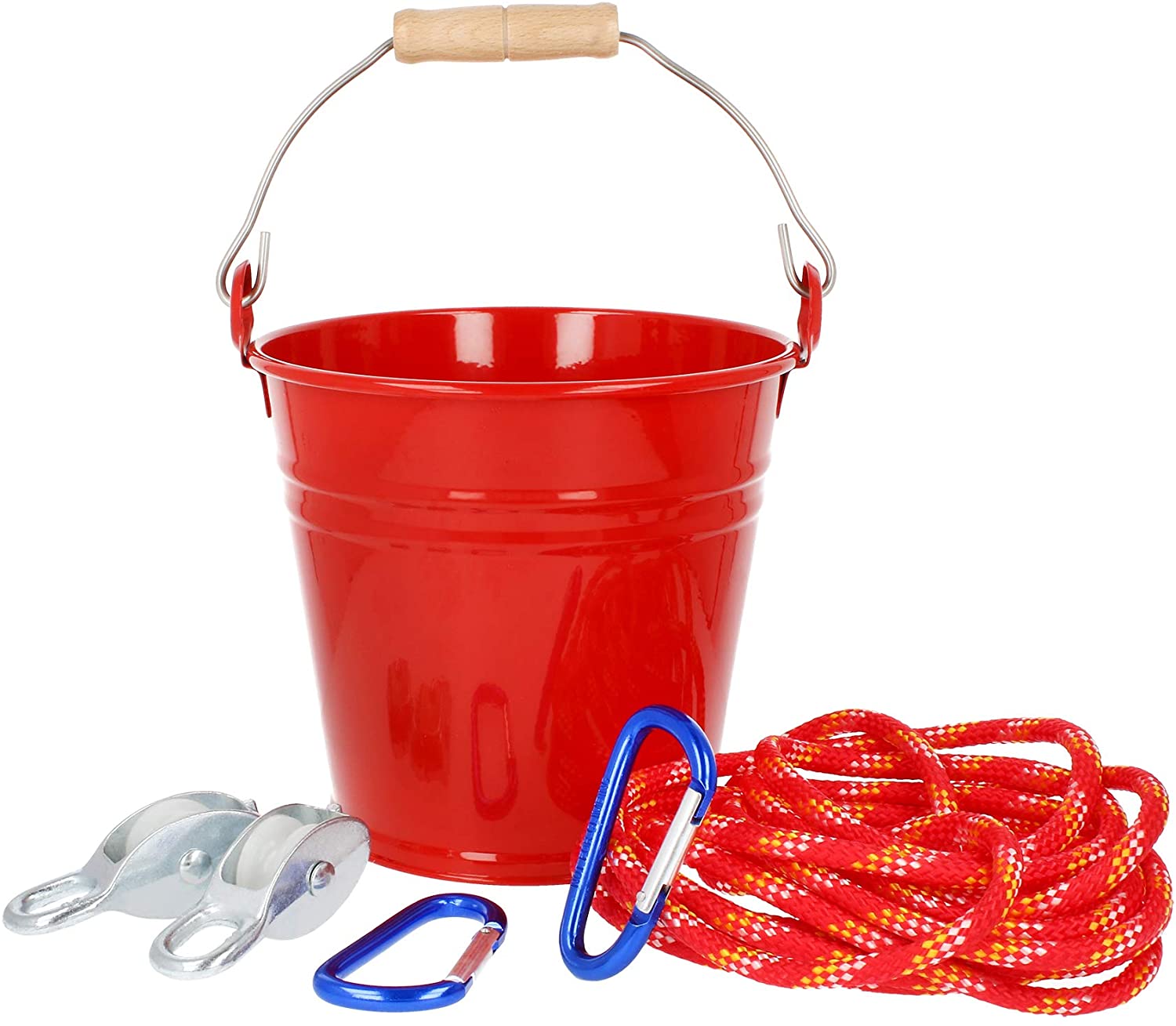 com-four® Pulley with bucket in, rope pull for children – toys for ...