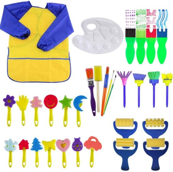 Queta Sponge Painting Brush Set, Kids Sponge Brushes with Waterproof ...