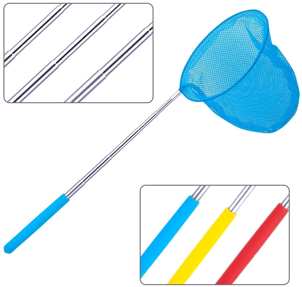 Pllieay 3 Pack 3 Colors Telescopic Butterfly Net Extendable from 15 to ...