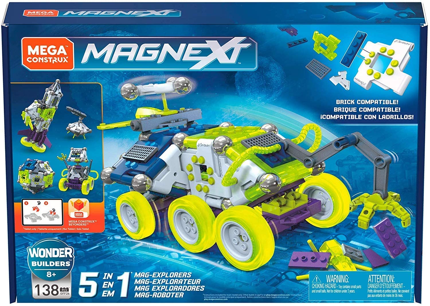 MEGA GFF26 Construx Magnext 5-in-1 Mag-Explorers, Multicoloured – TopToy