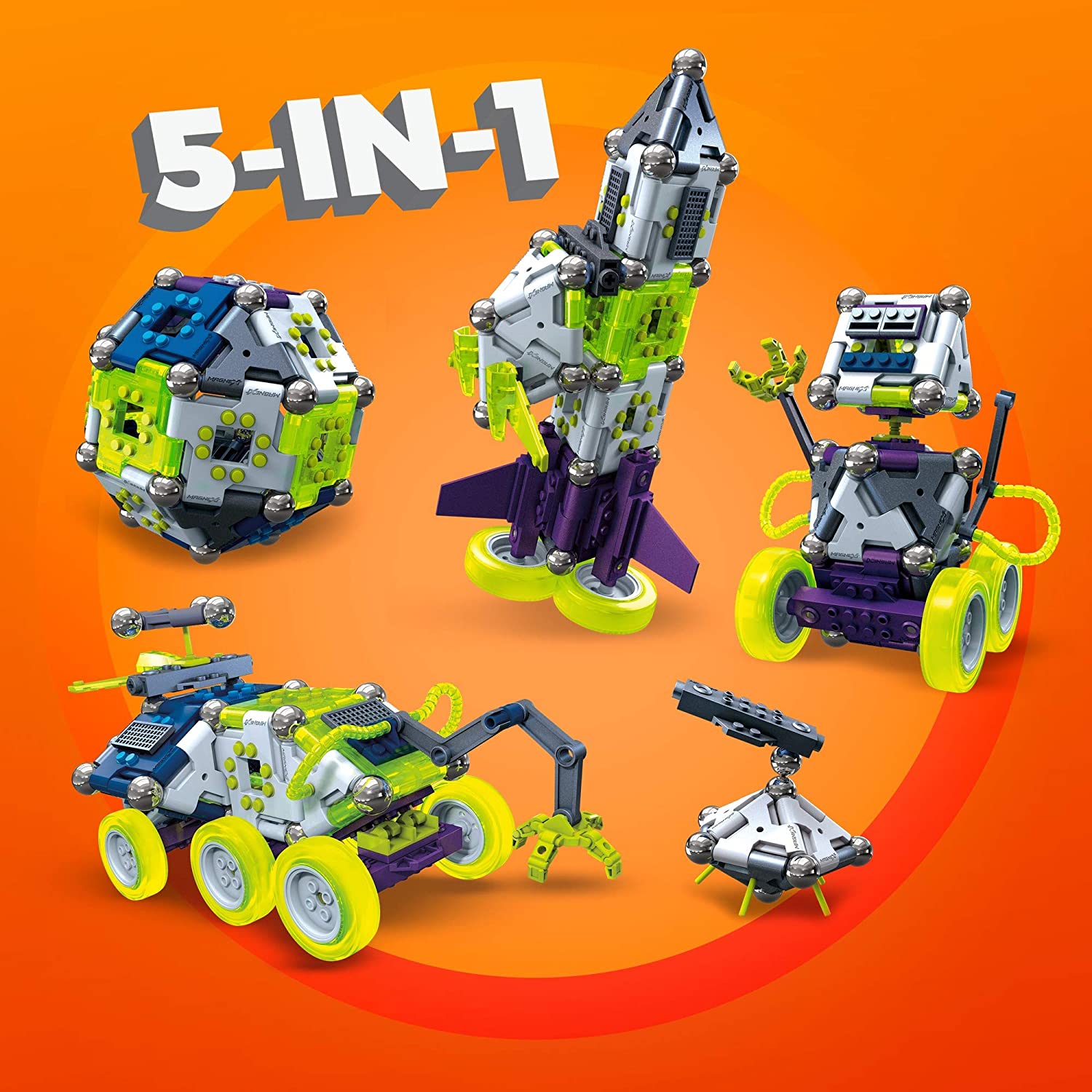 MEGA GFF26 Construx Magnext 5-in-1 Mag-Explorers, Multicoloured – TopToy
