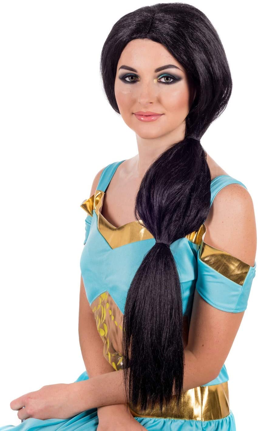 Fun Shack Adults Black Ponytail Wig Womens Arabian Princess Character ...