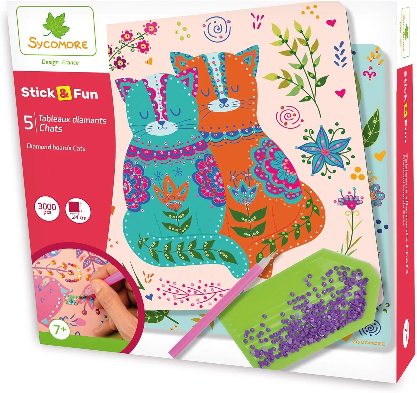 Sycomore – Mosaic Stickers for Children – 5 Diamond Painting Cats – New ...