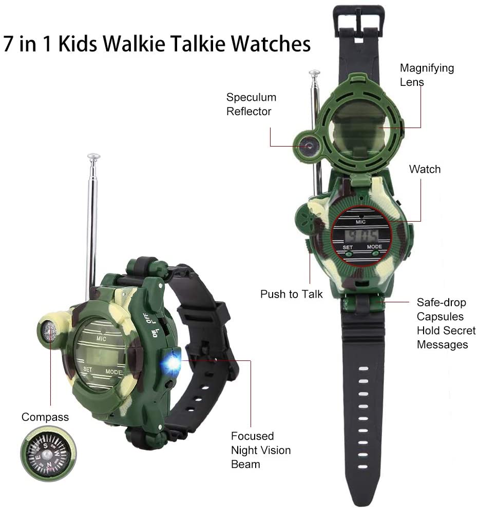 Kids Walkie Talkie Watches, 2 Pcs Children Simulation Military Watch ...