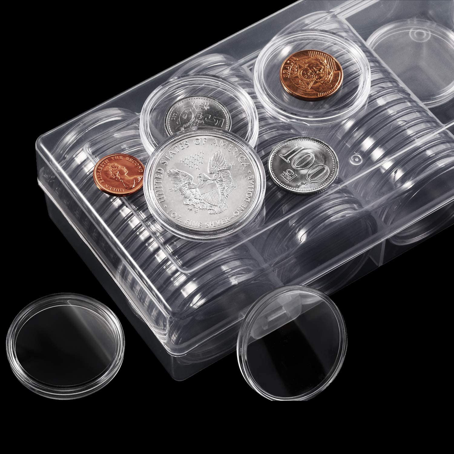 40 mm Silver Eagles Coin Capsules Coin Case Coin Holder Storage ...