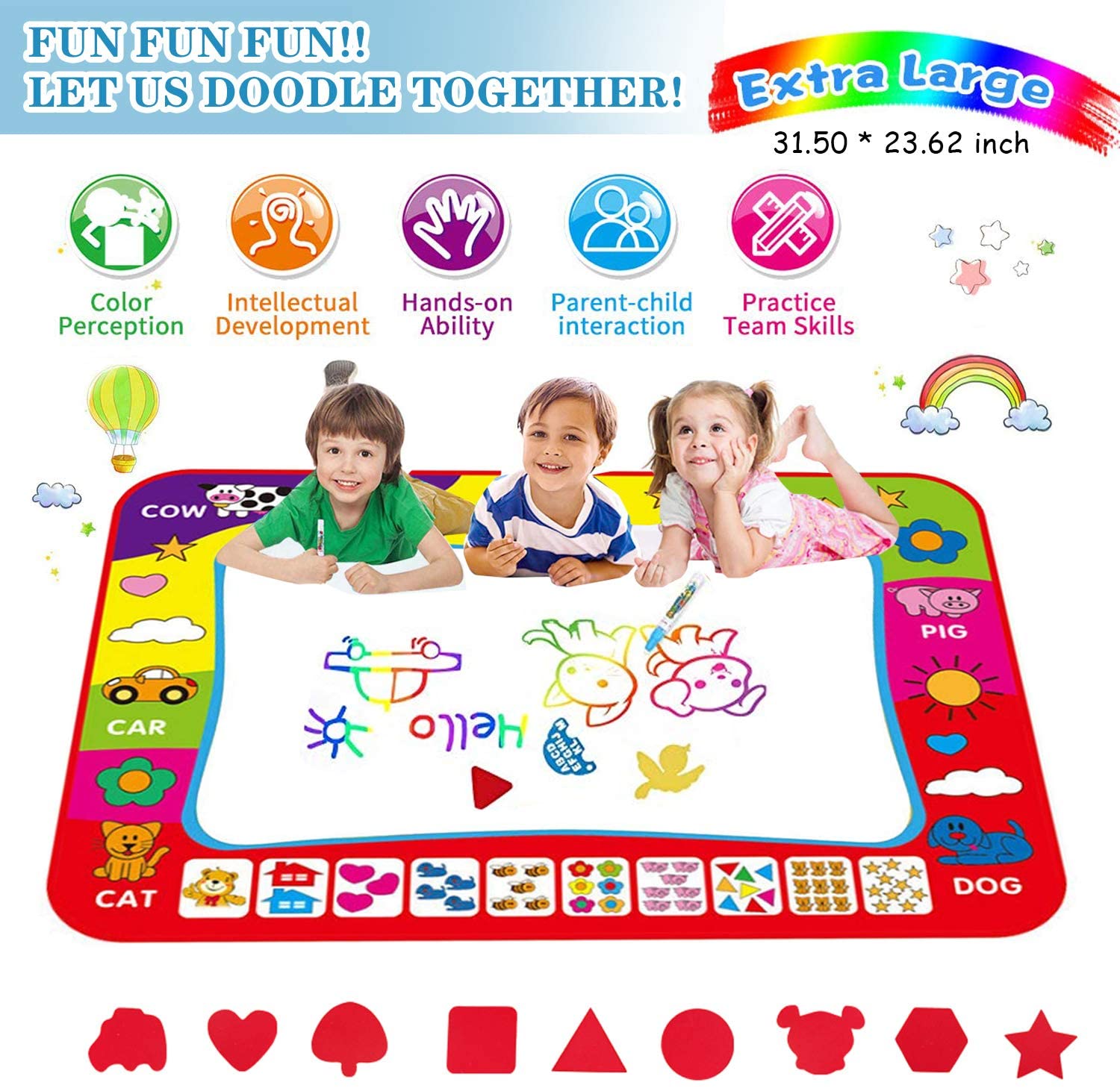 Soneer Water Magic Doodle Mat, Drawing Painting Mat(60×80cm) with 4 ...