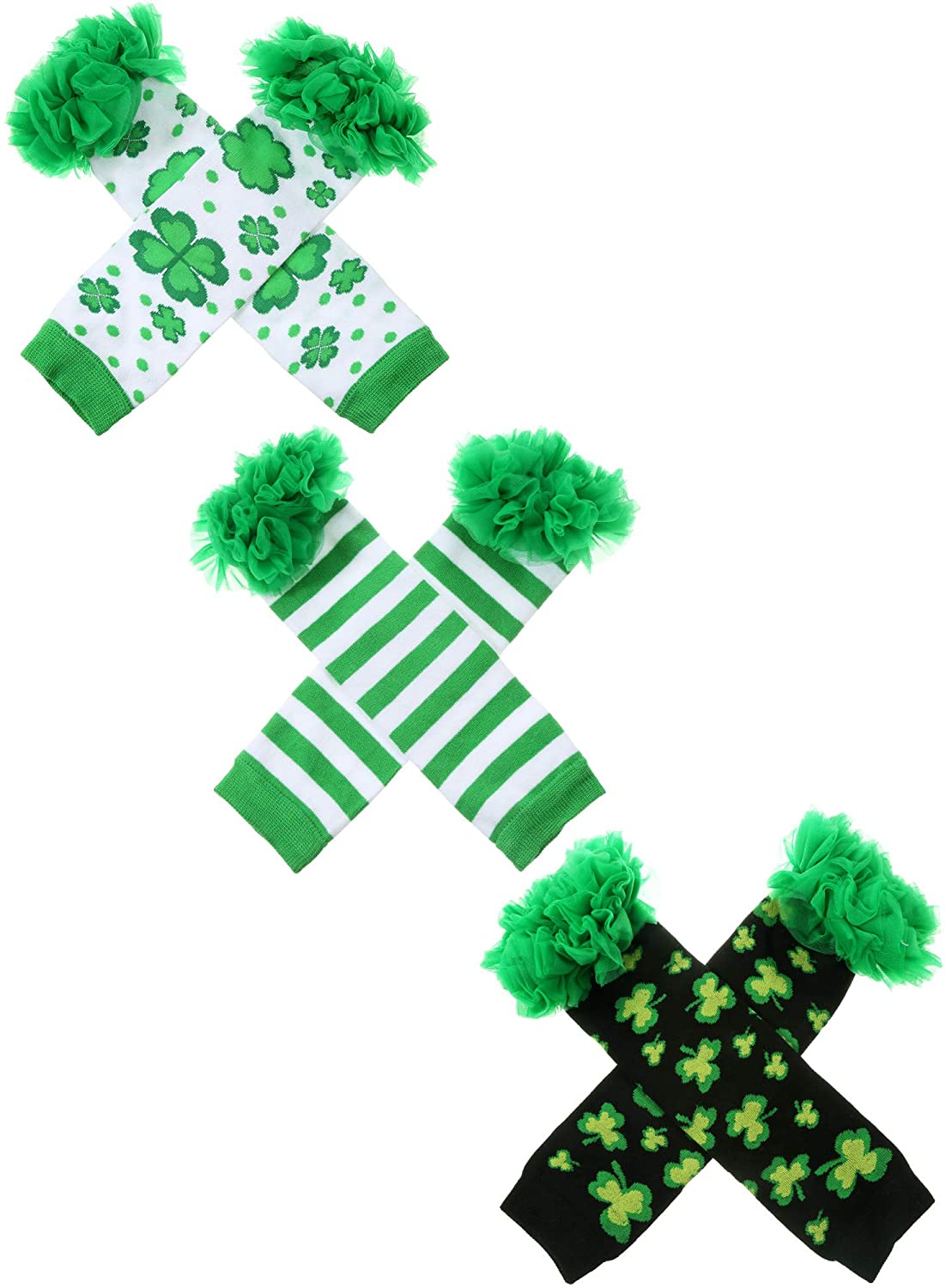 3 pairs St. Patrick’s Day Irish Leg Warmers Shamrock striped Leg ...